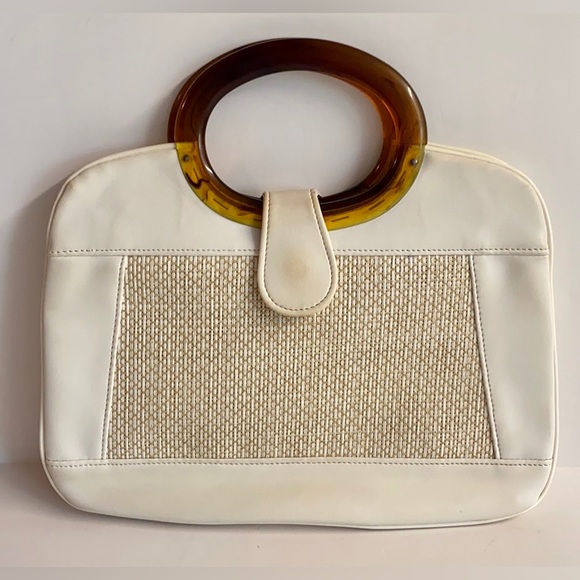 Stocko | Bags | Vintage 96s Stocko Cream Vinyl Retro Bag With Lucite ...